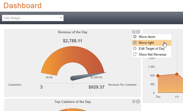 Dashboard Move Widget Korona Pos Support Manual